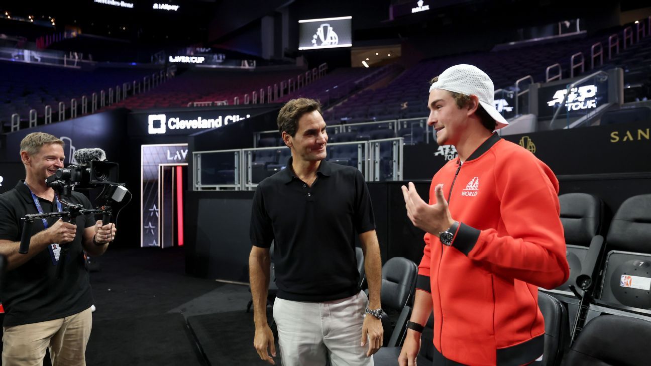 Roger Federer is excited to see the rubber cup at Chase Centre Court